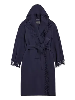 Balenciaga Fringed-edge Wool Coat - Blue