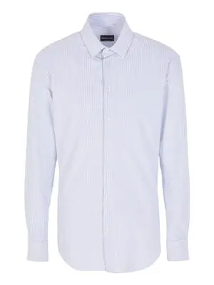 Giorgio Armani Striped Cotton-blend Shirt - Blue