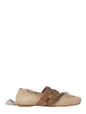 Miu Miu Buckled Ballet Pumps - Neutrals