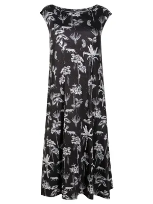 LYGIA & NANNY Lygia & Nanny Botanical-Print Midi Dress Black