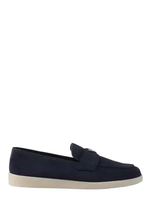 Prada Logo-plaque Suede Loafers - Blue