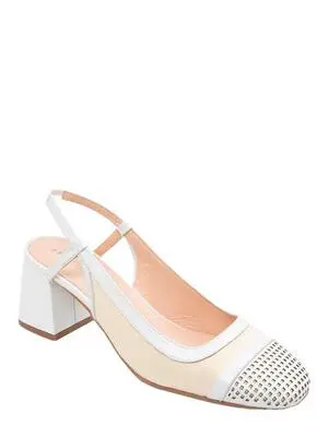 PATRICIA GREEN Brooks Perforated Slingback Pumps - Natural/ White