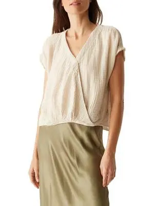 Michael Stars Michael Stars Evie Gauze Faux Wrap Top Cement