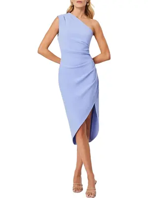 ELLIATT Xara One-shoulder Cocktail Dress - Cornflower Crepe