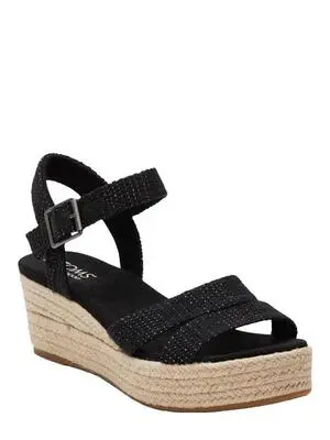 Toms Audrey Ankle Strap Espadrille Wedge Sandal - Black