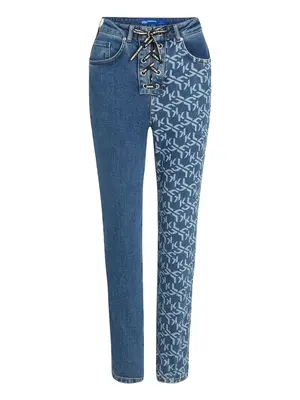 Karl Lagerfeld Monogram-print Tapered-leg Jeans - Blue