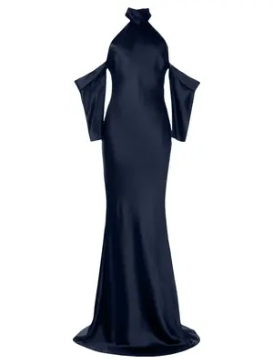 Michelle Mason Halterneck Maxi Dress - Blue