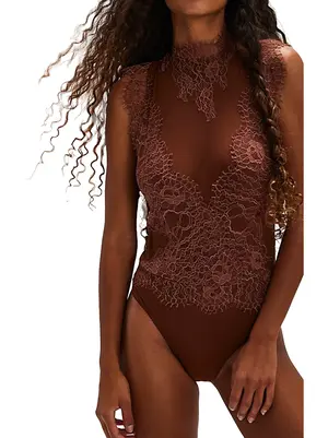 Free People Sweet Nothings Bodysuit - Brownstone