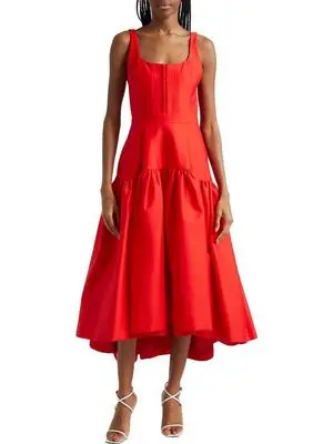 Alice + Olivia Diana High-low Midi Dress - Bright Ruby