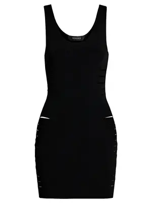 Versace Cutout Stretch-knit Mini Dress - Black