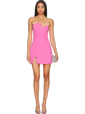 Amanda Uprichard X Strapless Puzzle Mini Dress - Shocking Pink