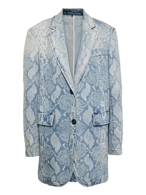 Sportmax Snake-effect Cotton Blazer - Neutrals