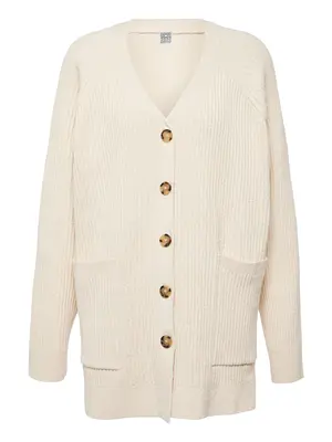 TOTEME Oversized Cotton-blend Bouclé Cardigan - White