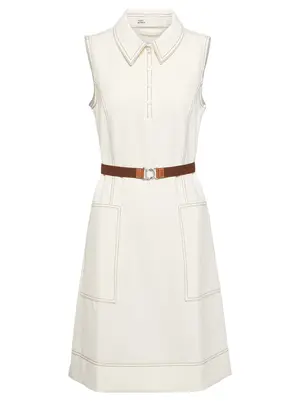 Tory Burch Belted Sleeveless Polo Dress - White