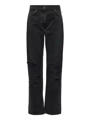 THE ROW Burty Distressed Boyfriend Jeans - Black