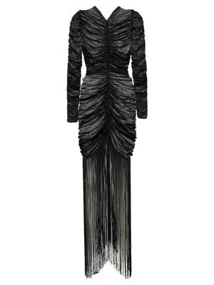 Khaite Guisa Fringed Silk-blend Maxi Dress - Black