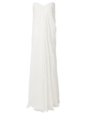 Alexander McQueen Strapless Draped Silk-chiffon Gown - White