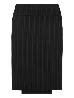 COURREGES Paneled Pinstriped Wool-blend Twill Midi Skirt - Black