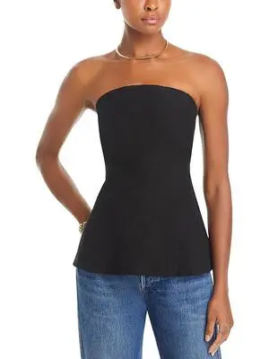 LUCY PARIS Smocked Strapless Top - Black