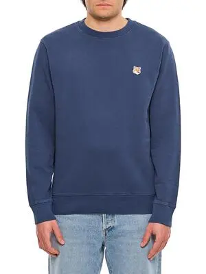 Maison Kitsuné Crewneck Sweatshirt With Embroidered Logo - Blue