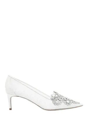 Rene Caovilla Veneziana 60mm Lace Pumps - Silver