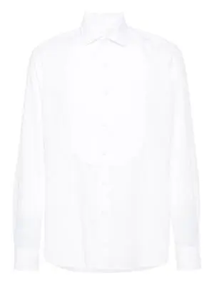 Tagliatore Plissé Poplin Cotton Shirt - White