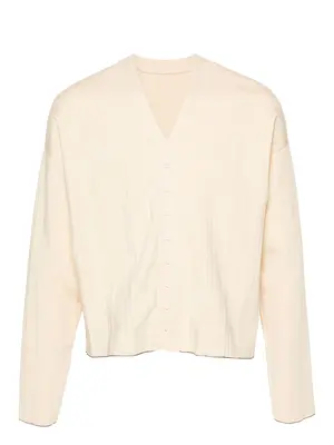 Jacquemus Pleated Ribbed Knit Cardigan - Neutrals