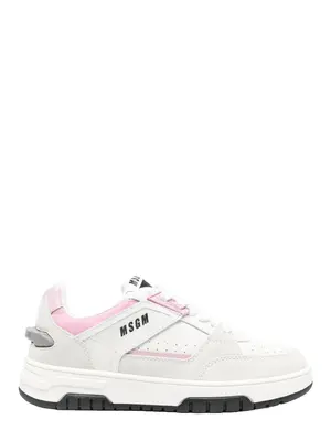 MSGM Logo-print Leather Sneakers - Neutrals