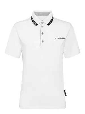 PLEIN SPORT Logo-print Cotton Polo Shirt - White