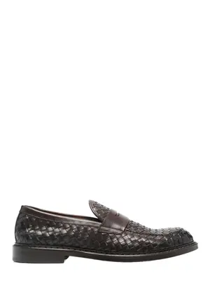DOUCAL'S Interwoven Leather Loafers - Brown