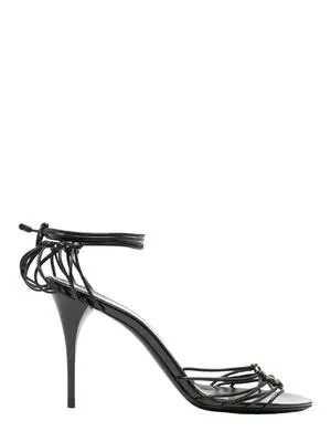 Saint Laurent Babylone Cassandre-plaque Leather Sandals - Black