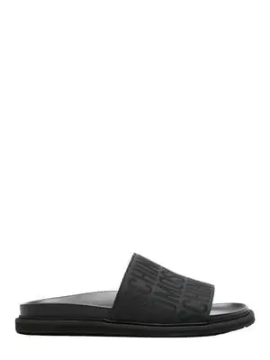 Moschino Monogram-jacquard Satin Slides - Black