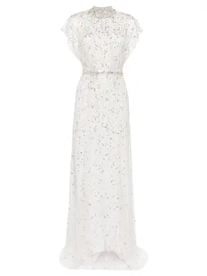Jenny Packham Jenny Packham Crystal Drop Gown Grey