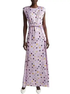 St. John Collage Dots Maxi Dress - Amethyst Multi