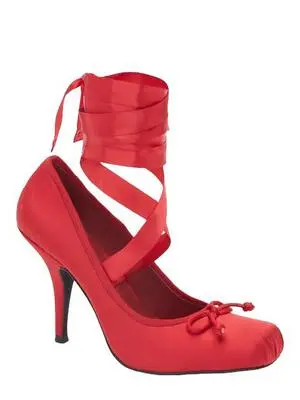 Jeffrey Campbell Nympha Ankle Wrap Pumps - Red Satin