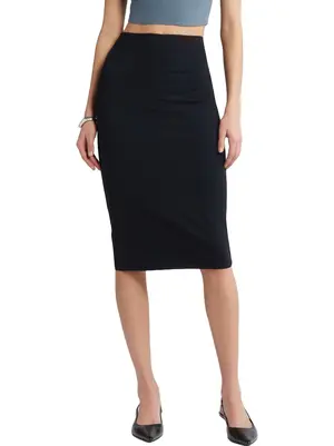 OPEN EDIT Open Edit Smooth Edit Pencil Midi Skirt Black