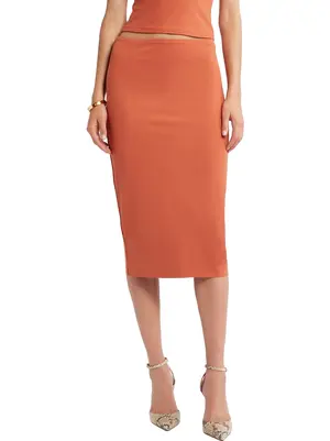 OPEN EDIT Open Edit Smooth Edit Pencil Midi Skirt Rust Redwood
