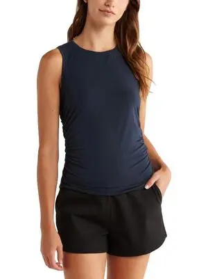 Zella Breathe Ruched Tank Navy Sapphire