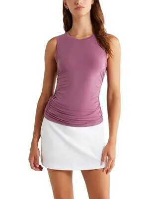 Zella Breathe Ruched Tank Purple Thunder