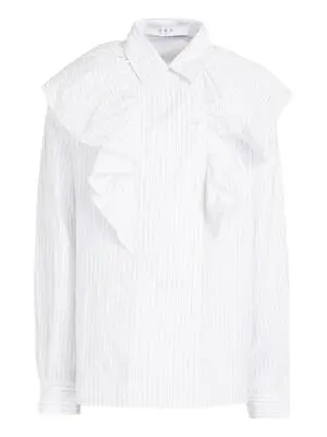 IRO PARIS Cardon Ruffled Striped Cotton-poplin Shirt - White