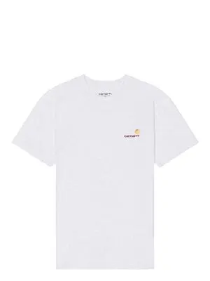 Carhartt Work In Progress S/s American Script T-shirt In Light Grey - Ash Heather