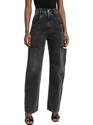 MAISON MARGIELA Denim Jeans With Cutout Details - Black Washed