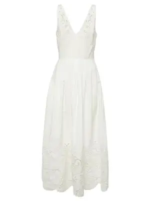 Valentino Garavani Broderie Anglaise Cotton Midi Dress - White