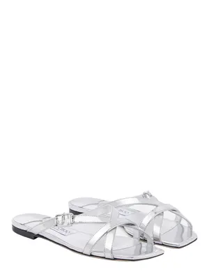 JIMMY CHOO Jess Metallic Leather Sandals - Silver