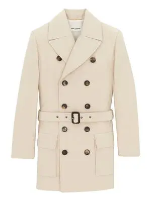 Saint Laurent Wool-blend Overcoat - White