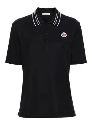 Moncler Logo-patch Cotton Polo Shirt - Black