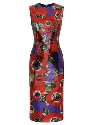 DOLCE & GABBANA Dolce & Gabbana Anemone-Print Sequinned Dress