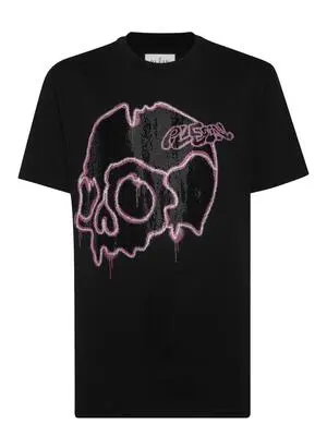 Philipp Plein Dripping Skull Cotton T-shirt - Black