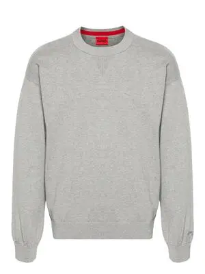 Hugo Logo-embroidered Cotton Jumper - Grey