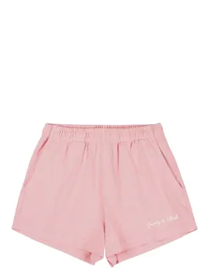 SPORTY & RICH Logo-print Cotton Track Shorts - Pink